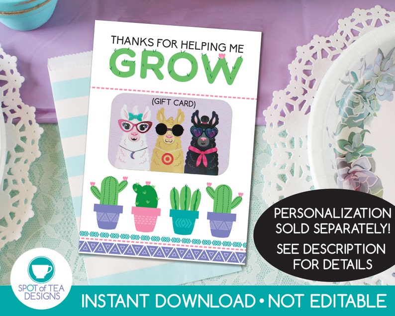 Cactus Teacher Appreciation Gift Card Holder Teacher - Etsy