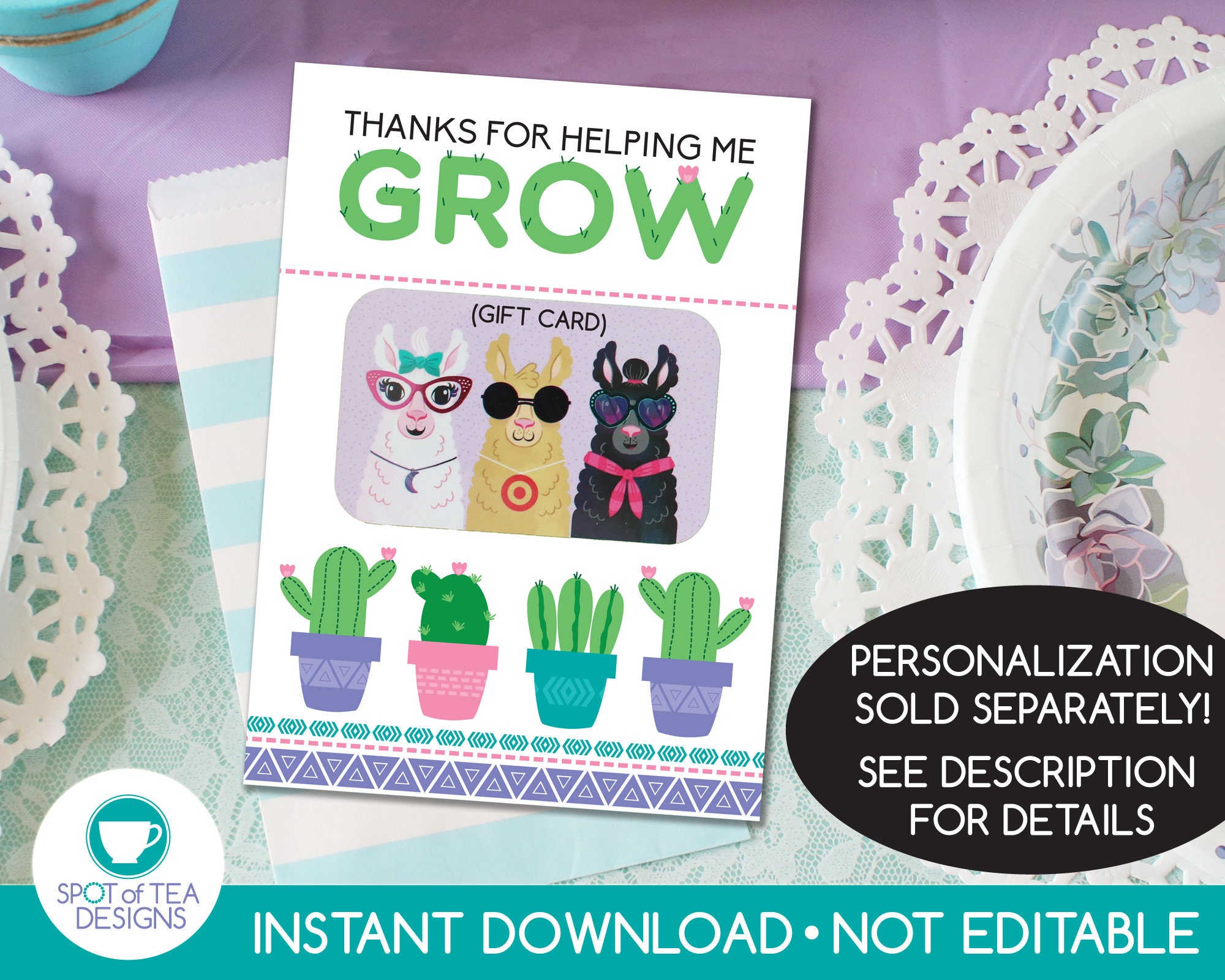 Cactus Teacher Appreciation Gift Card Holder Teacher | Etsy