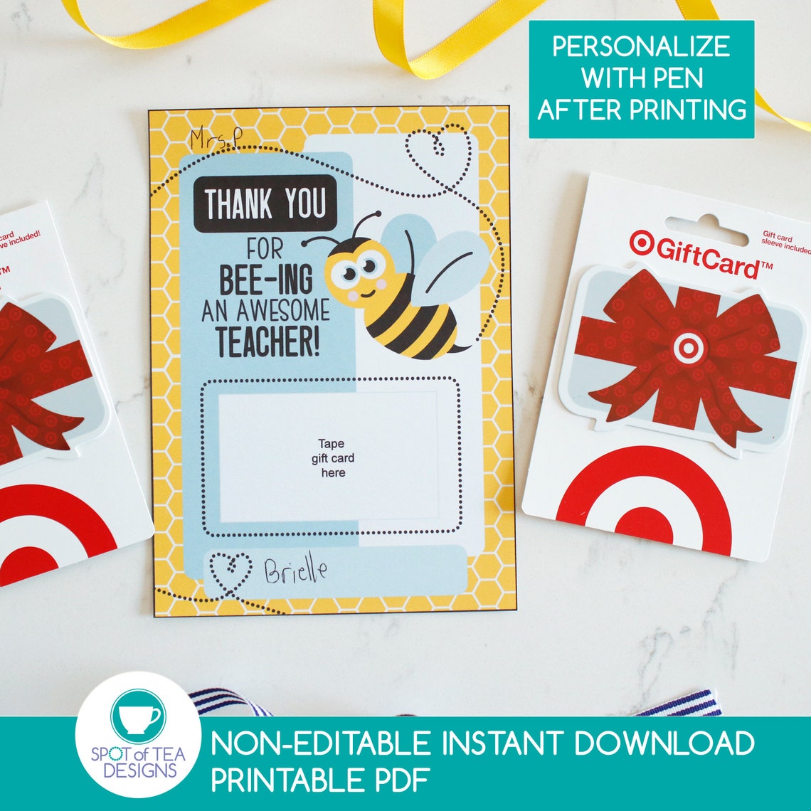 Beeing Awesome Teacher Gift Card Holder | School Printables | Teacher ...