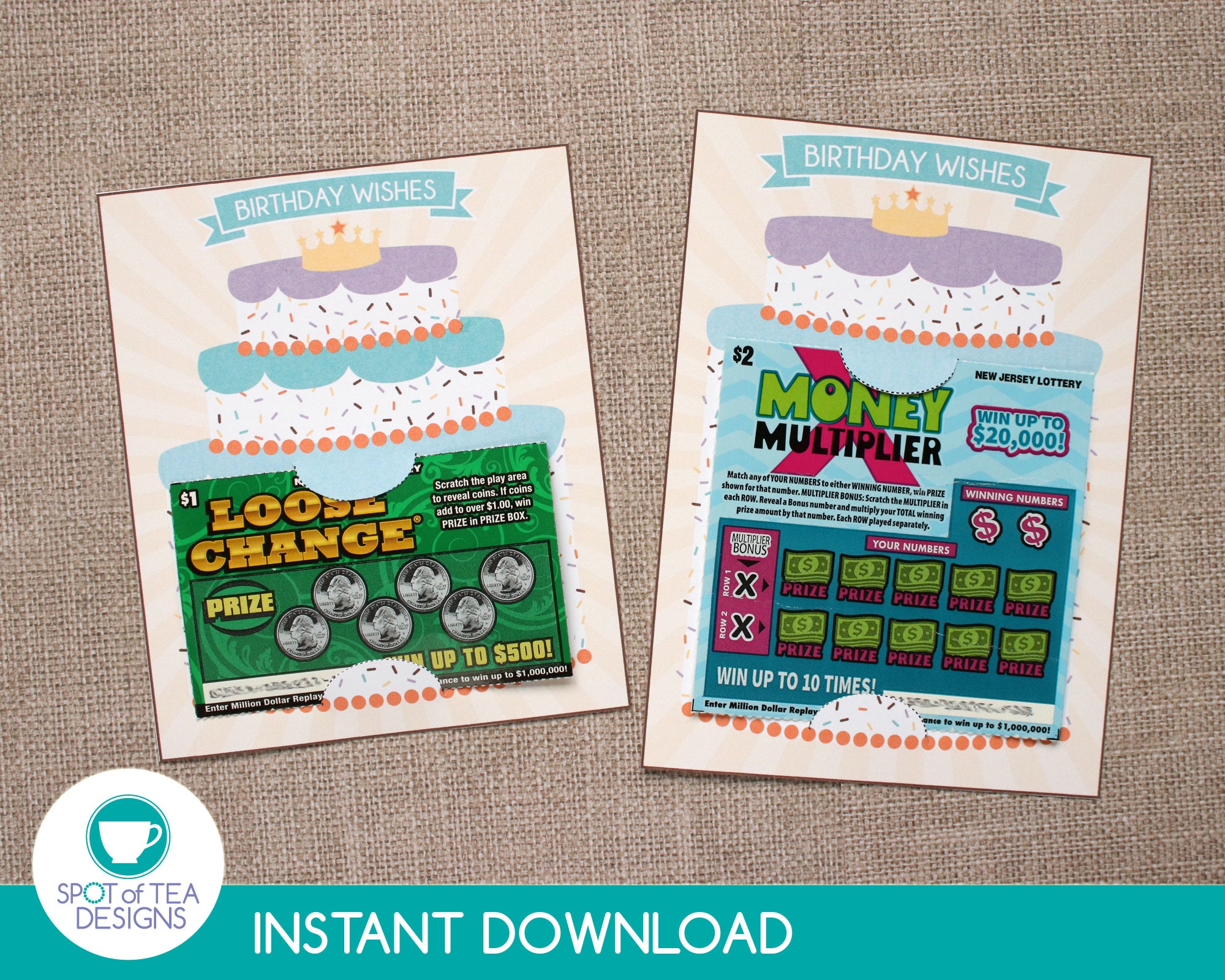 Birthday Wishes Lottery Ticket Holder Birthday Printable | Etsy