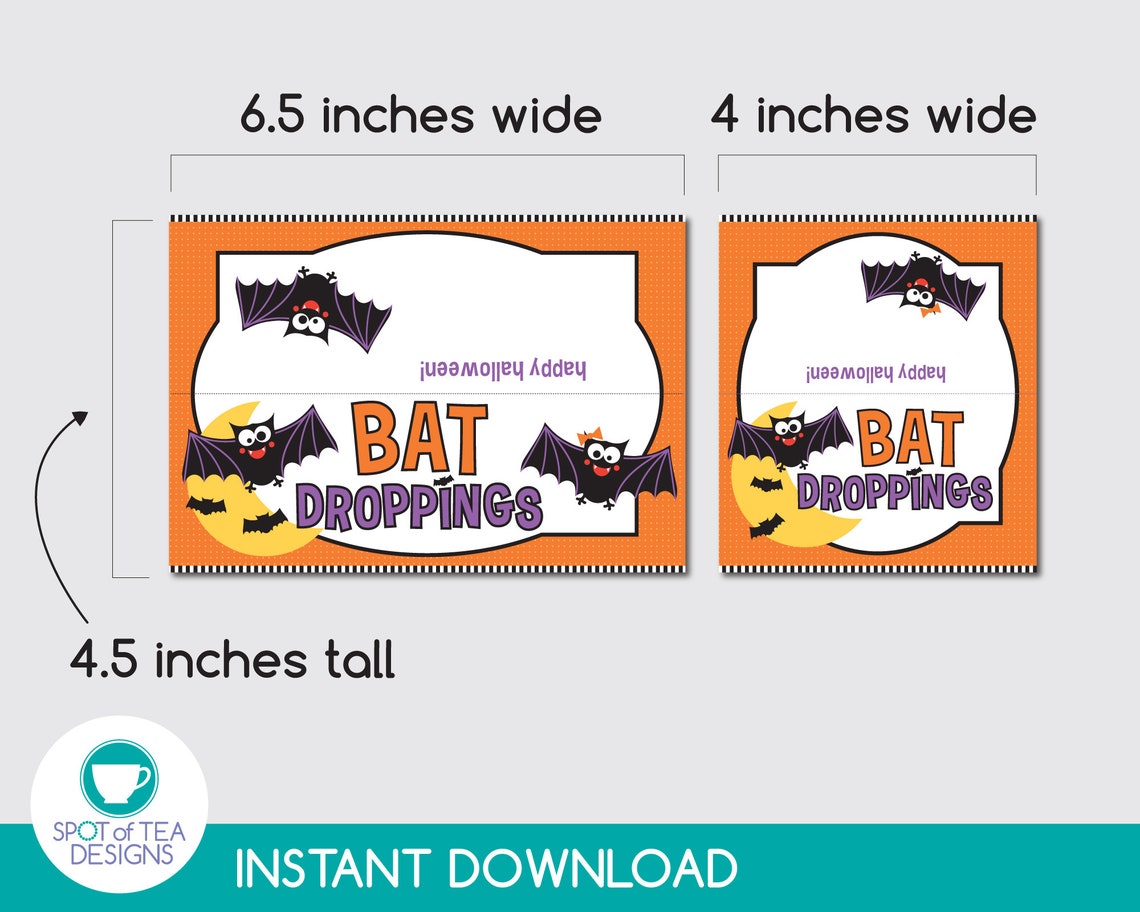 Bat Droppings Halloween Bag Toppers | Halloween Treat Bags | Halloween ...