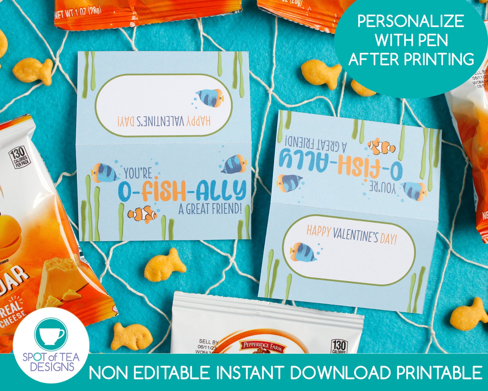 You're O-fish-ally A Great Friend Valentines Bag Topper | Classroom ...