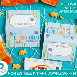 You're O-fish-ally A Great Friend Valentines Bag Topper Classroom ...