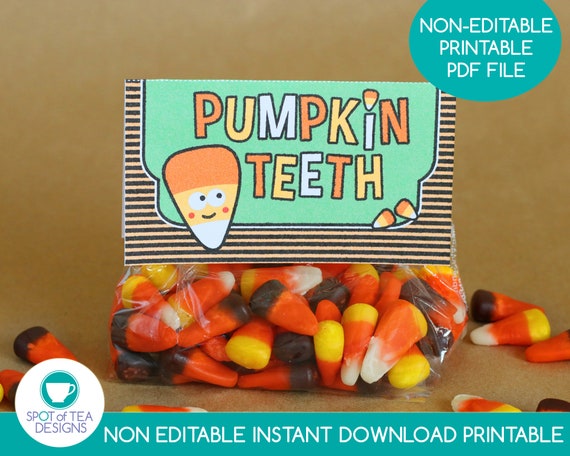 Pumpkin Teeth Halloween Bag Toppers Halloween Treat Bags - Etsy