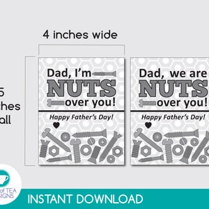 Nuts Over You Gift Tag | Father's Day Tag | Father's Day Gift | Father ...