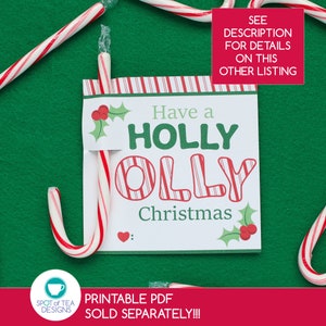 Holly Jolly Holiday Candy Cane Holder Tags | Candy Cane Holder | Candy ...