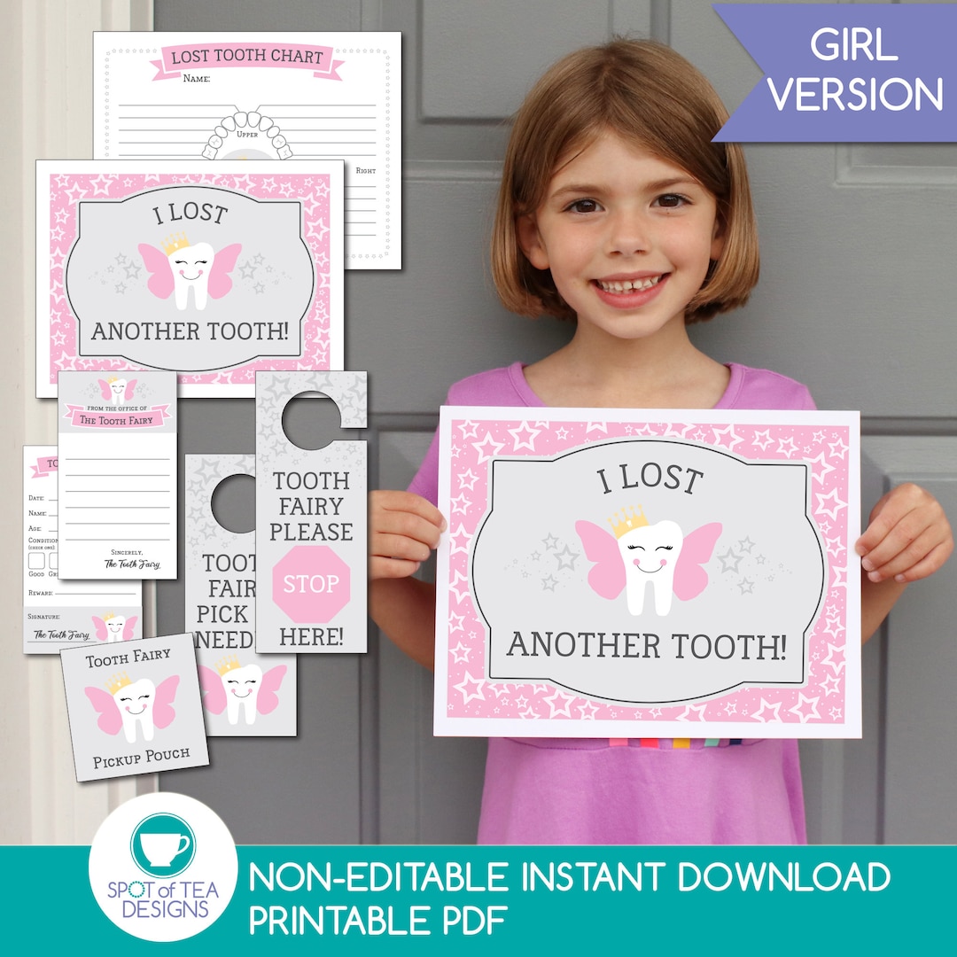 Girl's Tooth Fairy Kit: Printable Letter, Chart, Receipt (PDF Instant ...