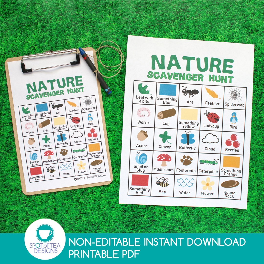 Nature Scavenger Hunt Printable | Camping Party Game | Boy Birthday ...