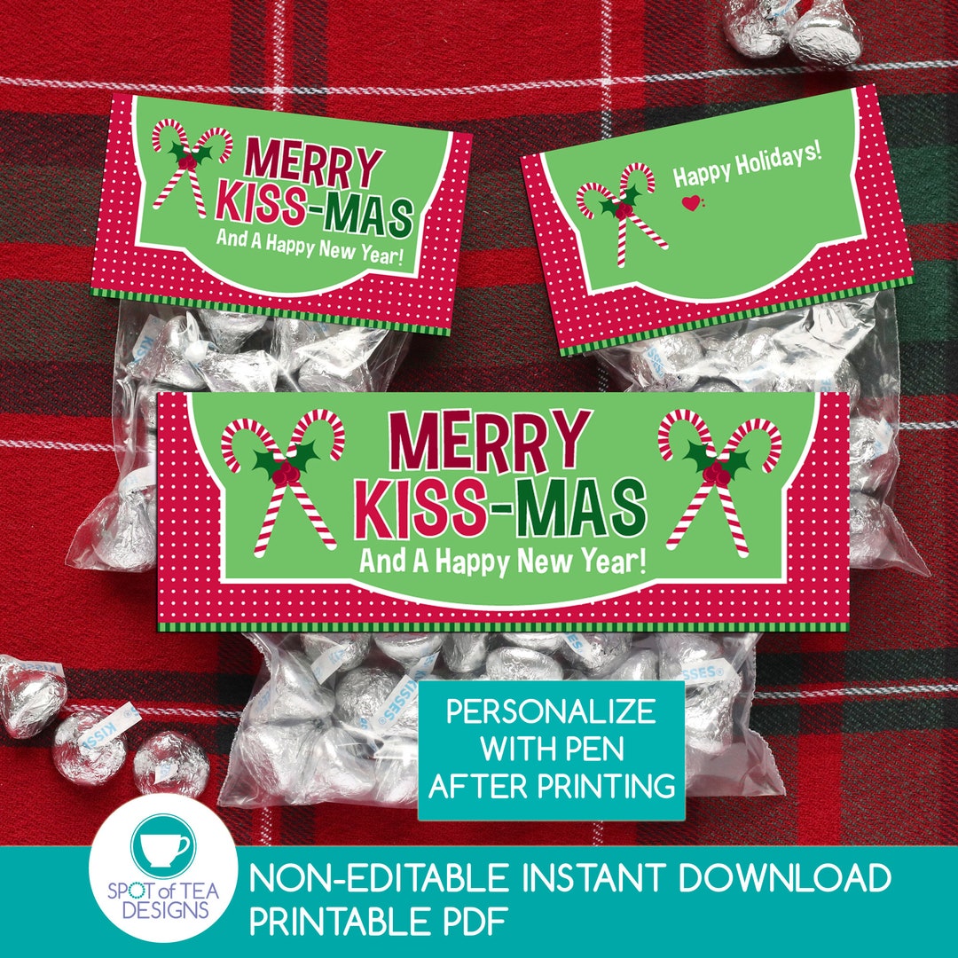 Merry Kissmas Christmas Bag Toppers: Candy Treat Bags (PDF Instant ...