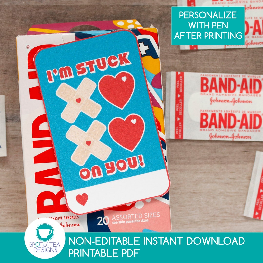 Stuck on Your Valentine Bandage Tag | Valentine's Day Tag | Valentine's ...