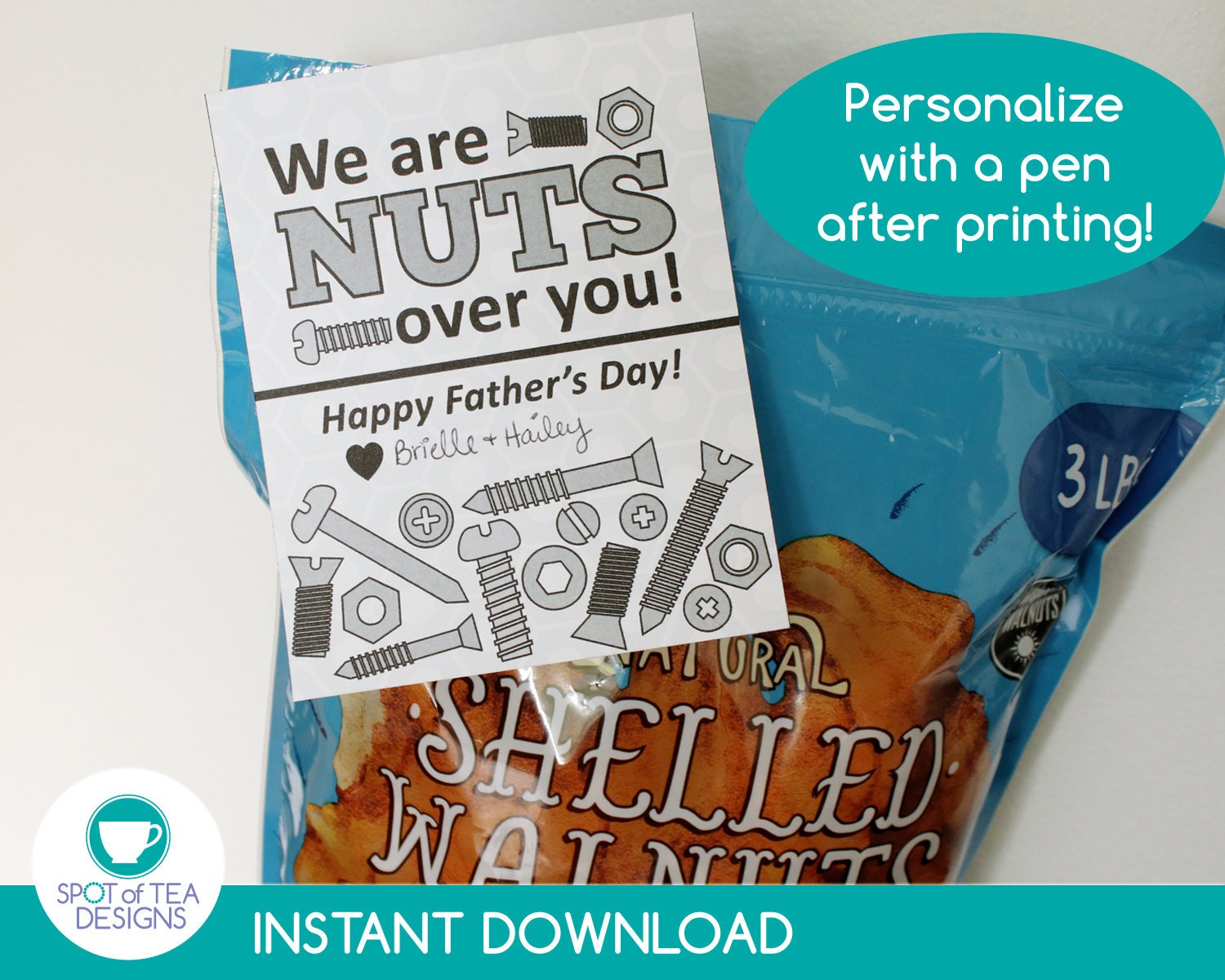 Nuts Over You Gift Tag - General | Father's Day Tag | Father's Day Gift ...