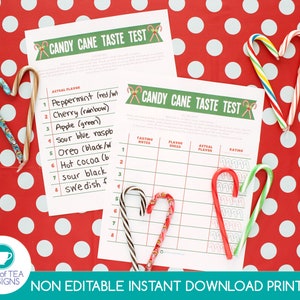 Christmas Candy Cane Taste Test Printable Game | Christmas Party Game ...
