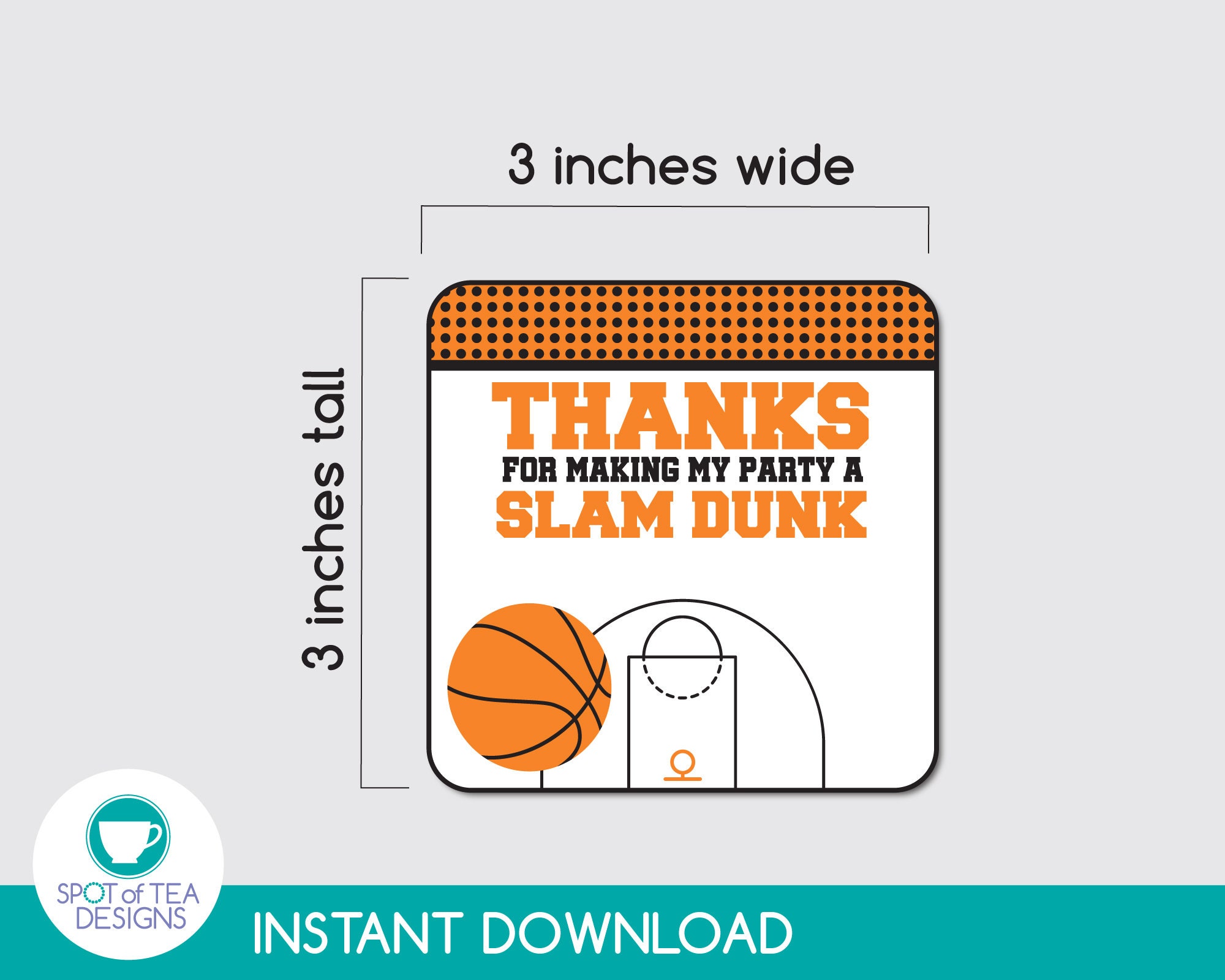 Slam Dunk Basketball Party Favor Tags Basketball Printables | Etsy