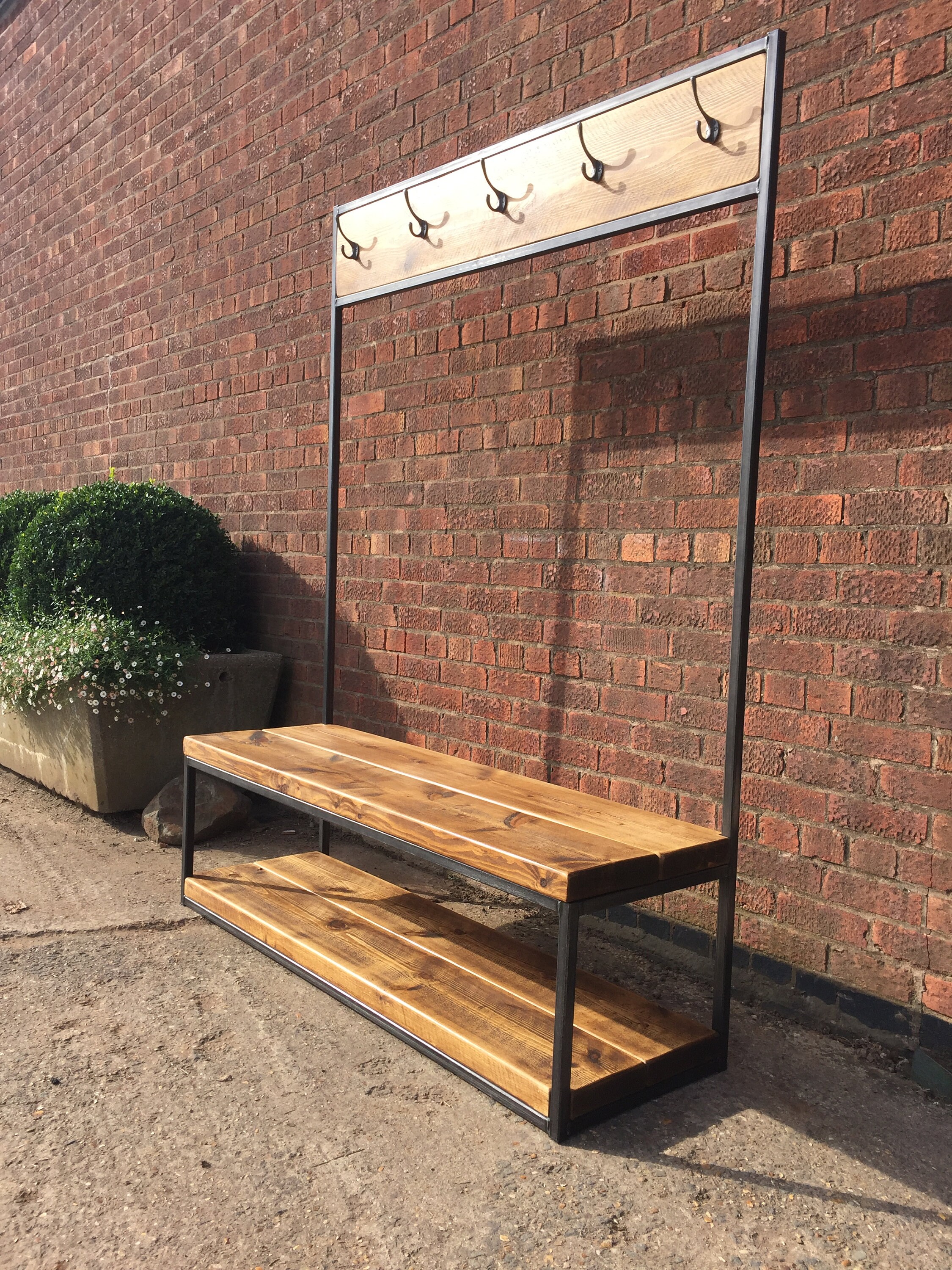 Handmade Coat Rack With Boot Stand Handmade Coat Rack With Boot Stand