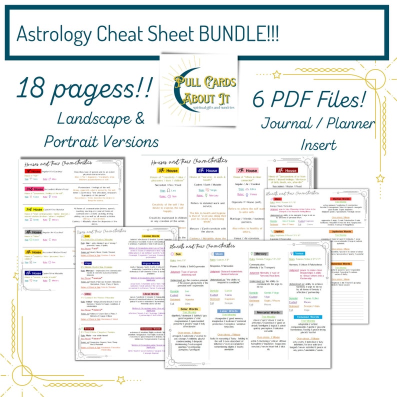 Astrology Cheat Sheet BUNDLE | Planets | Houses | Signs | Birth Chart ...