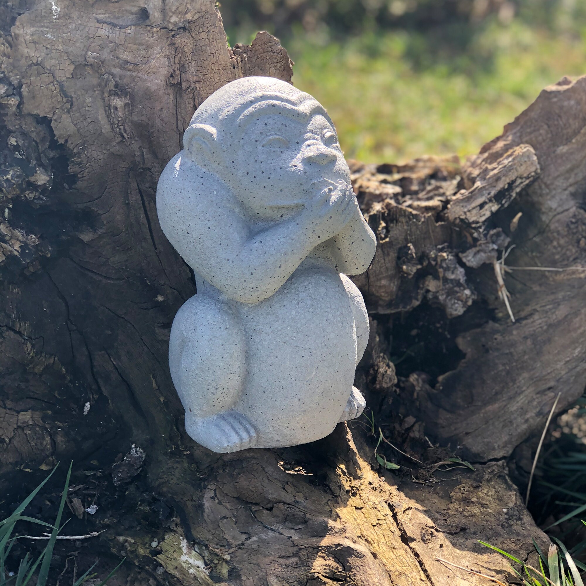 Concrete Monkey Statue Outdoor Sculpture Wise Monkey Speak - Etsy