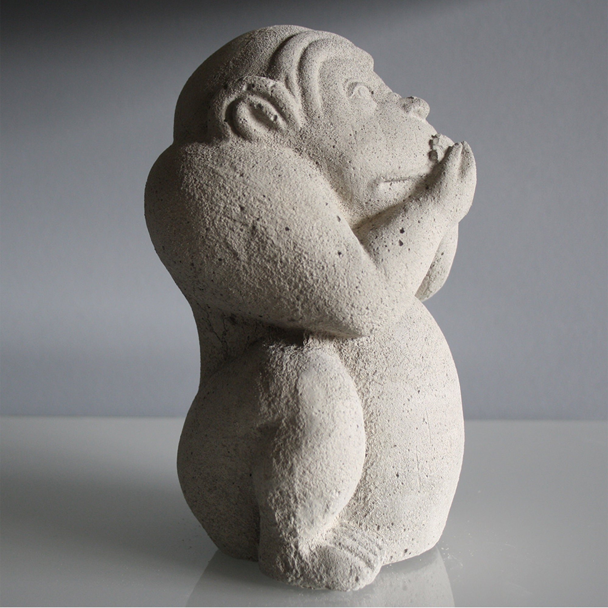 Concrete Monkey Statue Outdoor Sculpture Wise Monkey Speak - Etsy