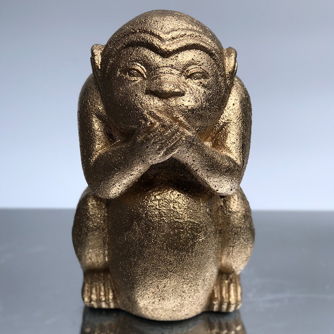 Concrete Monkey Statue Outdoor Sculpture Wise Monkey Speak | Etsy