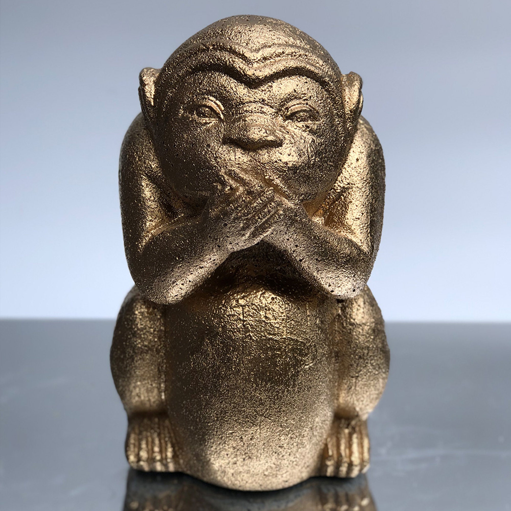 Concrete Monkey Statue Outdoor Sculpture Wise Monkey Speak - Etsy