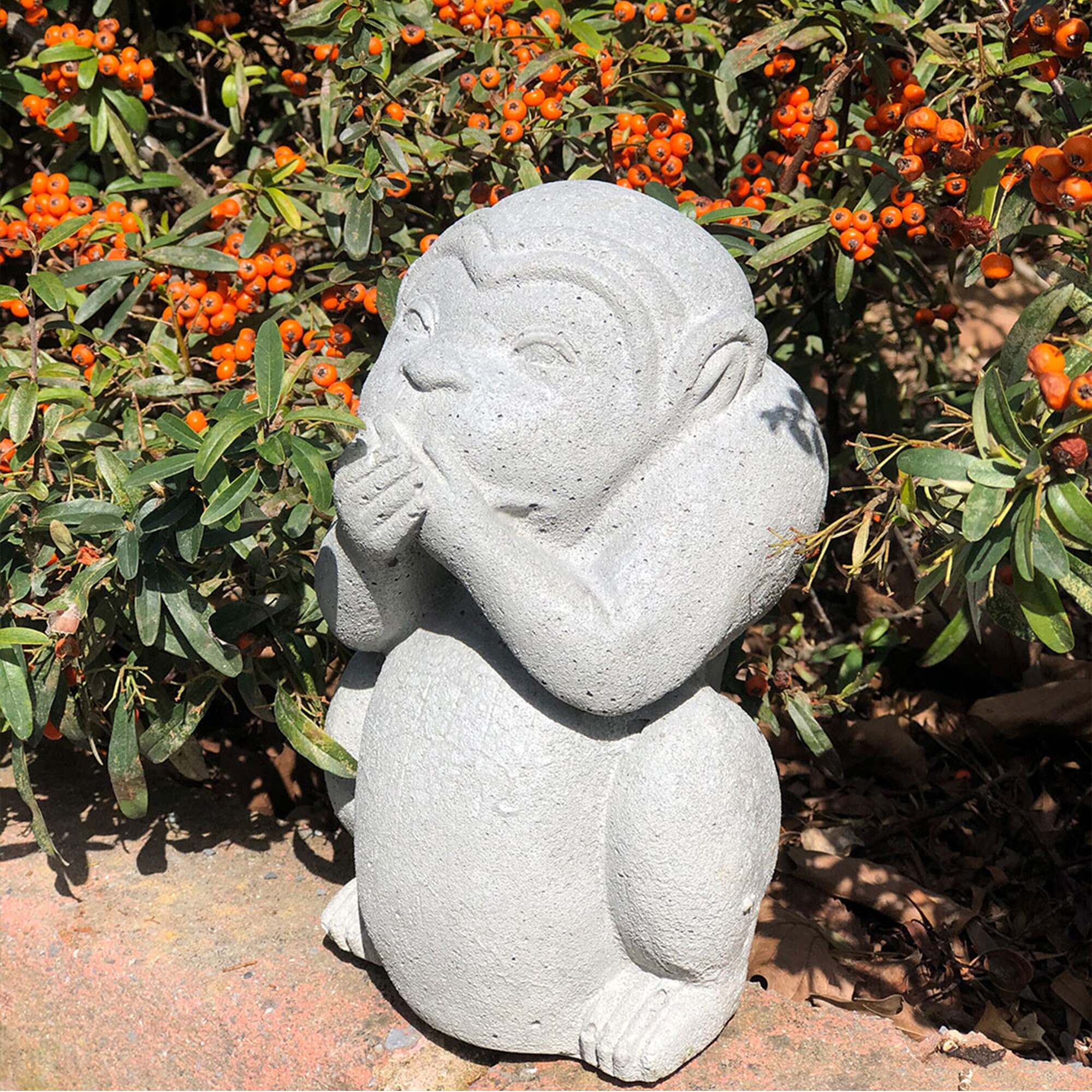 Concrete Monkey Statue Outdoor Sculpture Wise Monkey Speak - Etsy