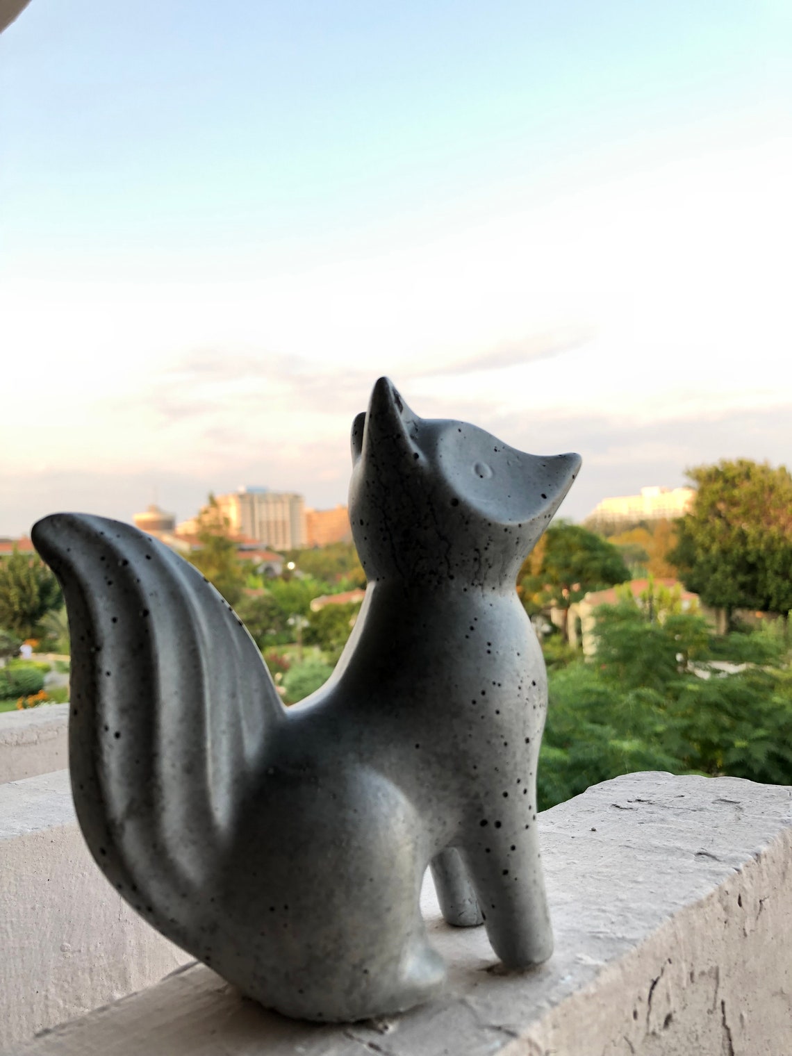 Concrete Fox Figure Outdoor Animal Statue Mini Animal Decor | Etsy