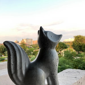 Concrete Fox Figure, Outdoor Animal Statue, Mini Animal Decor, Fox ...