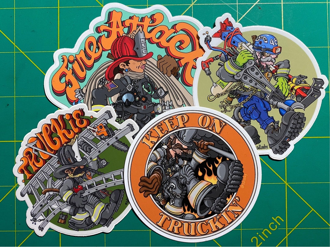 Fire Rescue Sticker Set of 4: Truckie, Engine Co., Auto Ex, Keep on ...