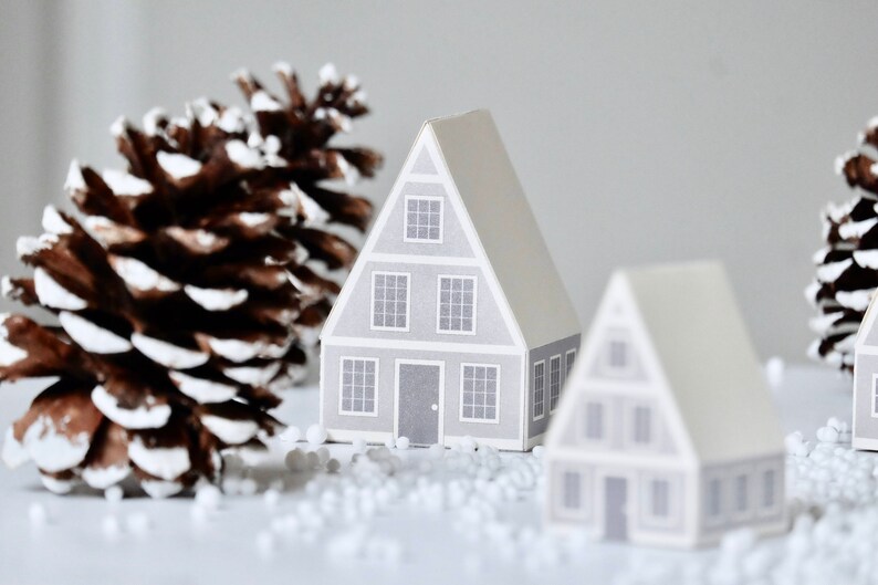 Printable Paper Snow Cabins. | Etsy