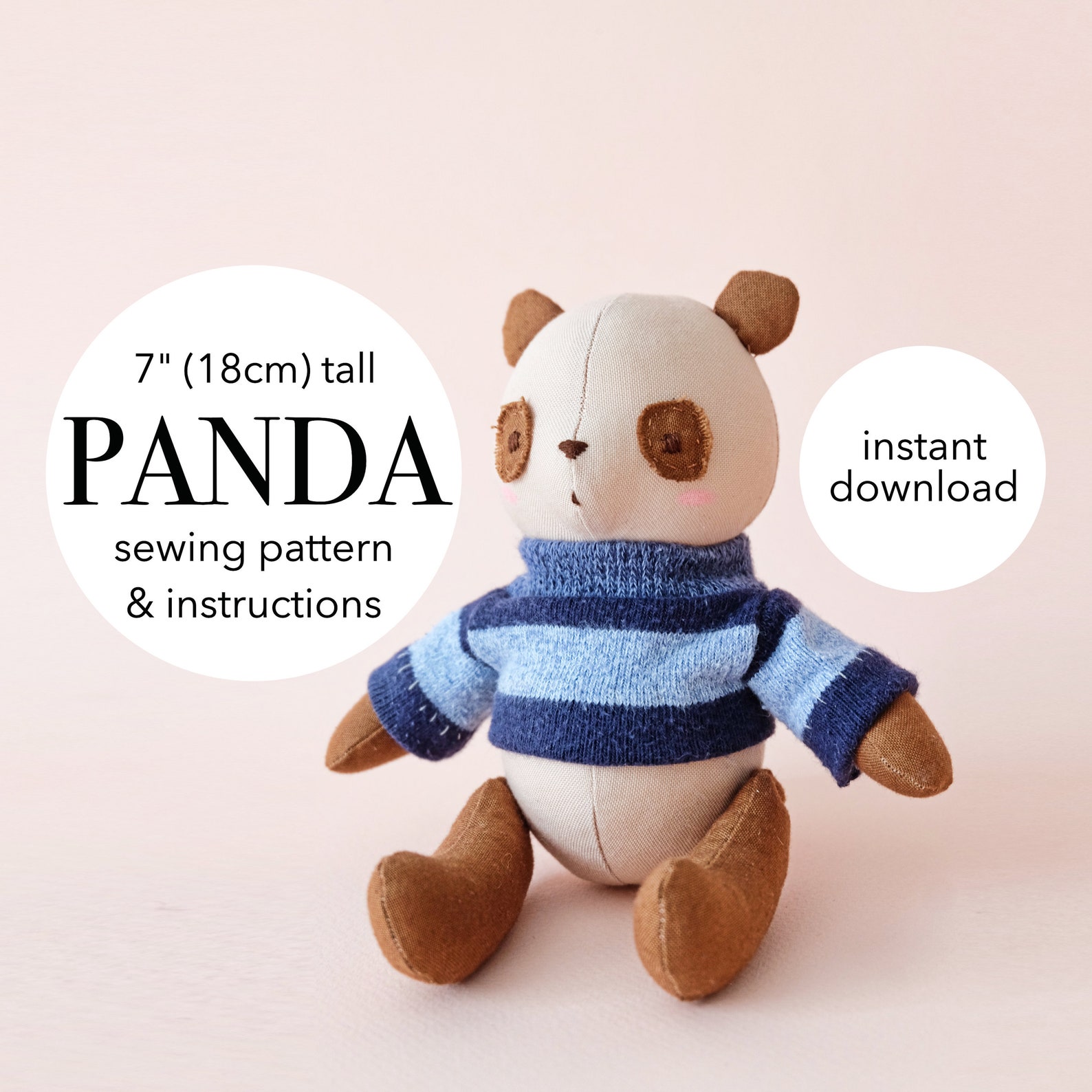 Panda Bear in a Sweater Sewing Pattern and Detailed Instructions in ...