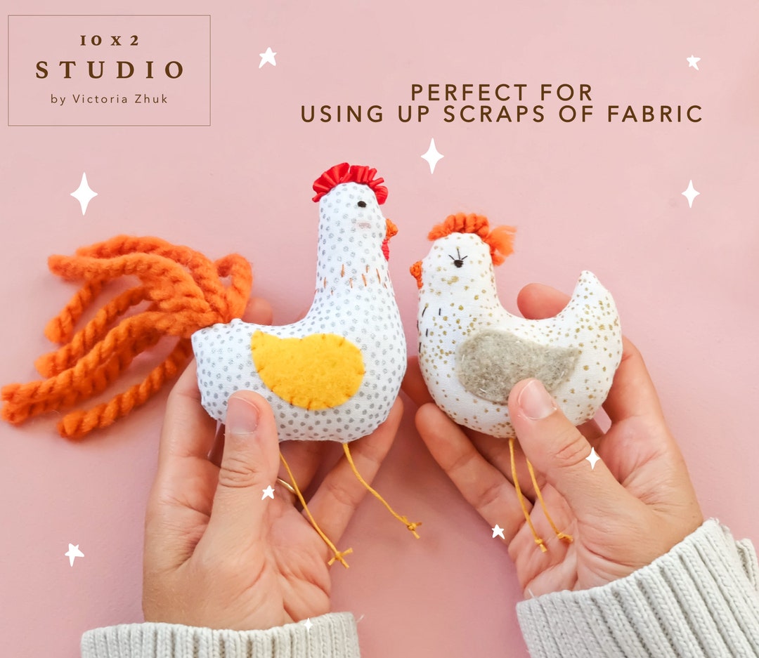 Rooster and Chicken Sewing Pattern 3.5" (9cm) Tall - Etsy