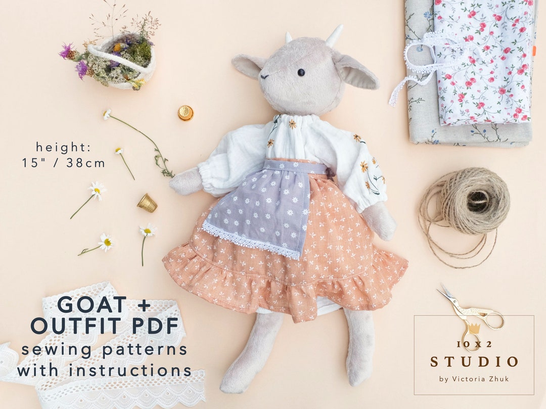 Goat Doll Sewing Pattern With Dress, Skirt, and Apron Patterns PDF - Etsy