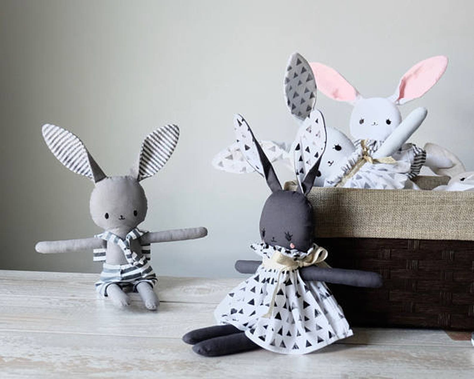Fabric Bunnies With Clothes Pattern and Instructions english - Etsy