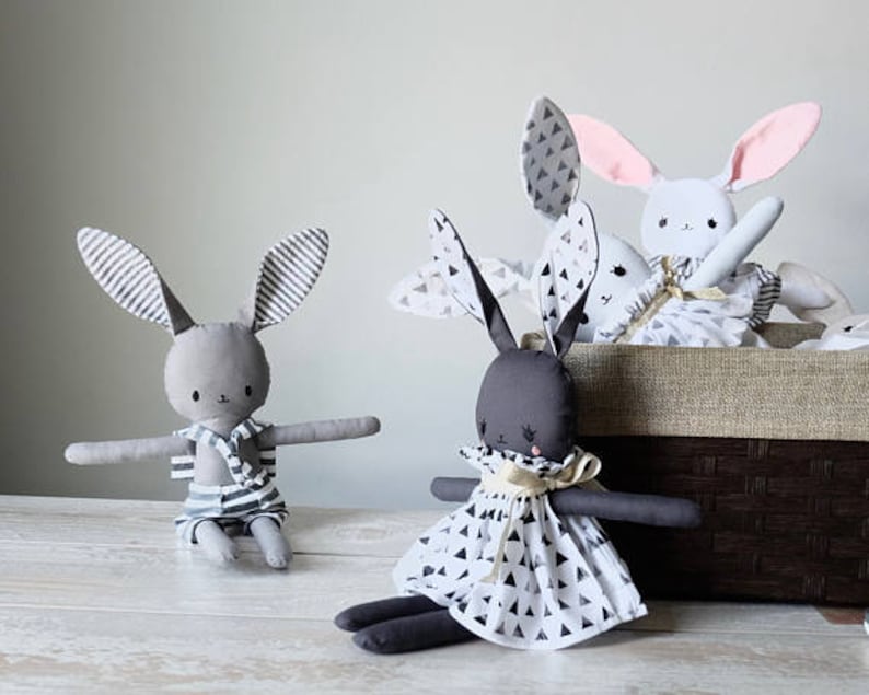 Fabric Bunnies With Clothes Pattern and Instructions english - Etsy