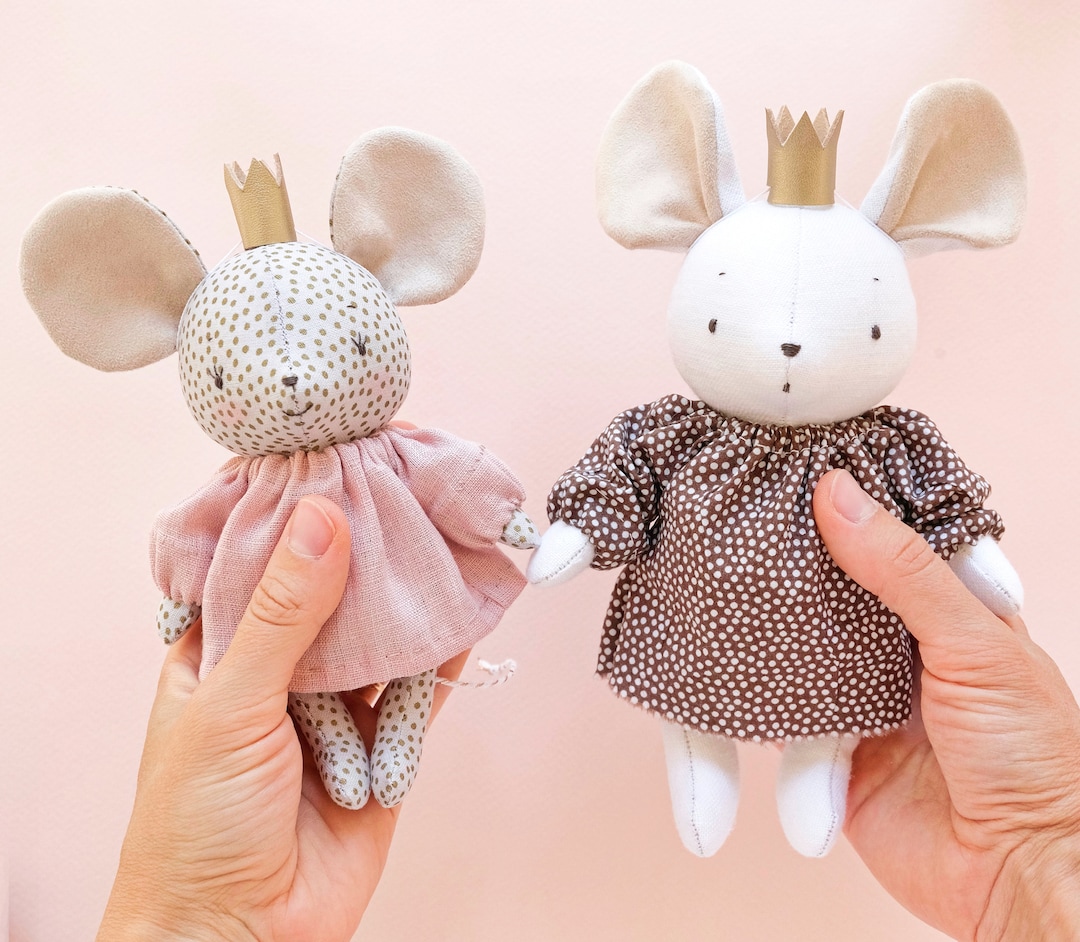 Mama and Baby Mouse Sewing Pattern and Tutorial. 7" Tall ( 18 Cm ) With ...