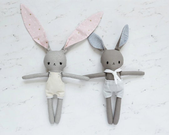 Fabric Bunnies With Clothes Pattern and Instructions english - Etsy