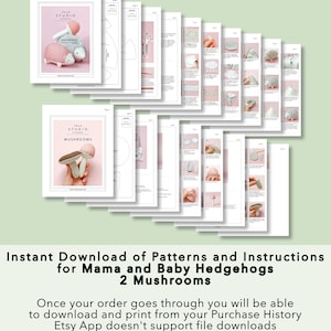 Hedgehogs and Mushrooms Sewing Patterns and Instructions PDF - Etsy