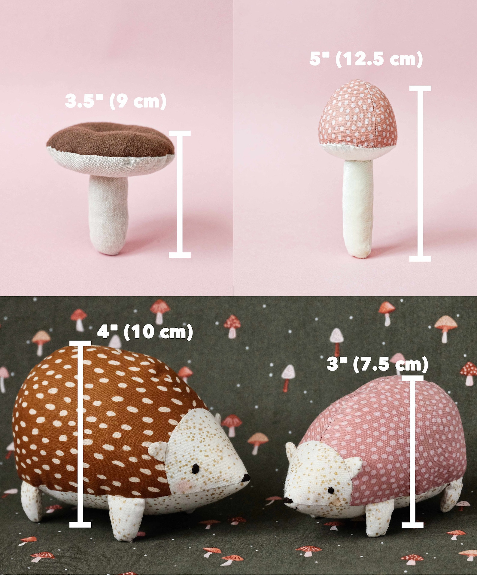 Hedgehogs and Mushrooms Sewing Patterns and Instructions PDF - Etsy