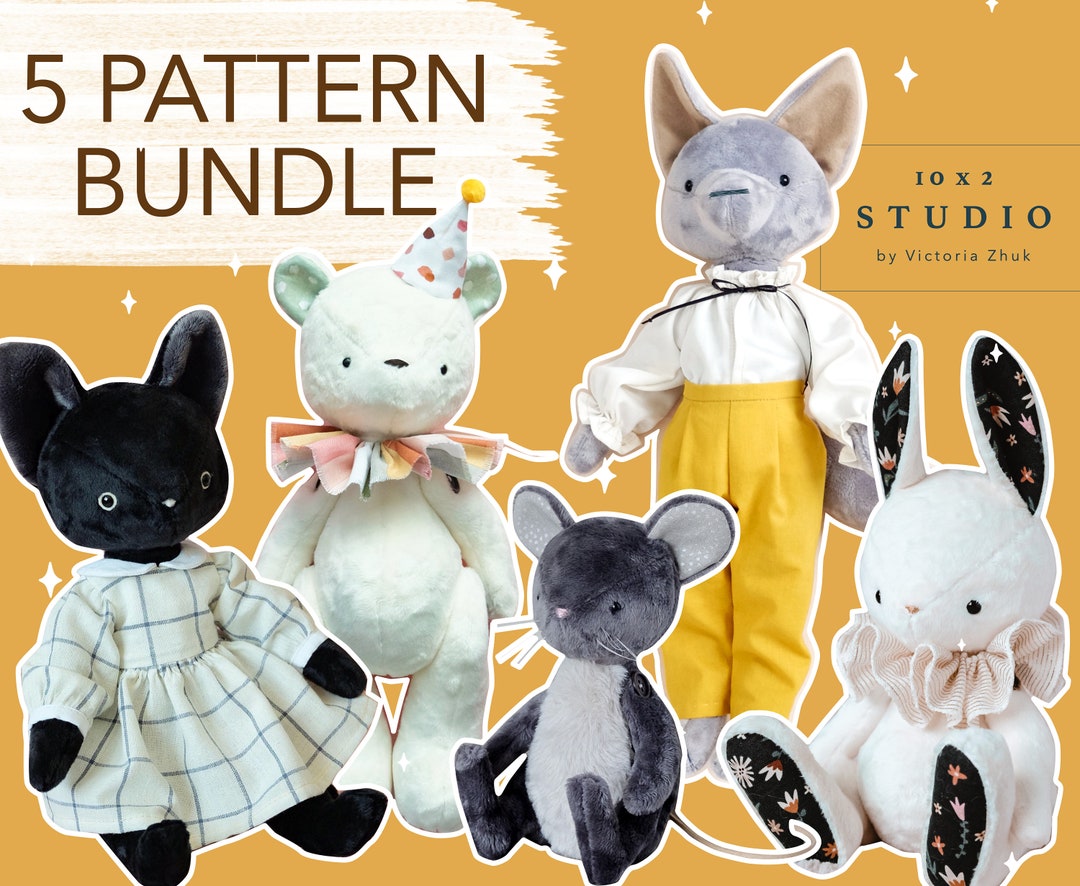 5 Pattern Bundle. Soft Toy Sewing Patterns. - Etsy