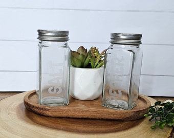 Etched Glass Salt and Pepper Shaker - Etsy