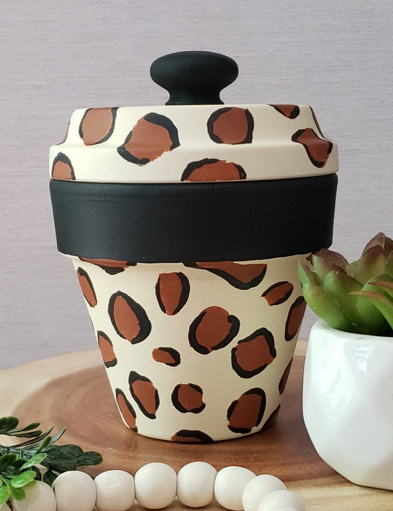 Leopard Print Terra Cotta Pot; Flower Pot and Saucer; Leopard Print ...