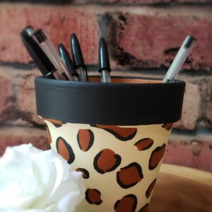 Leopard Print Terra Cotta Pot; Flower Pot and Saucer; Leopard Print ...