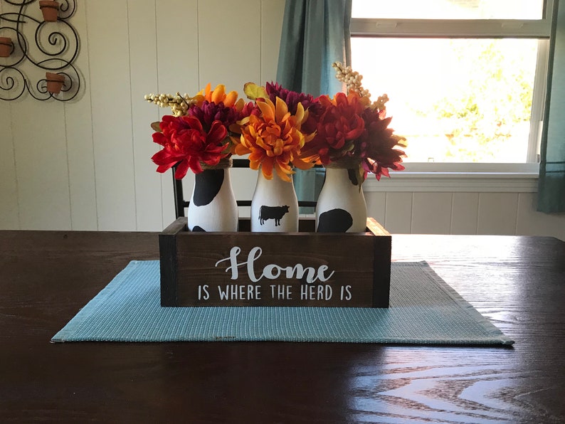 Cow Centerpiece, Milk Bottle Centerpiece, Wood Box Glass Jar ...