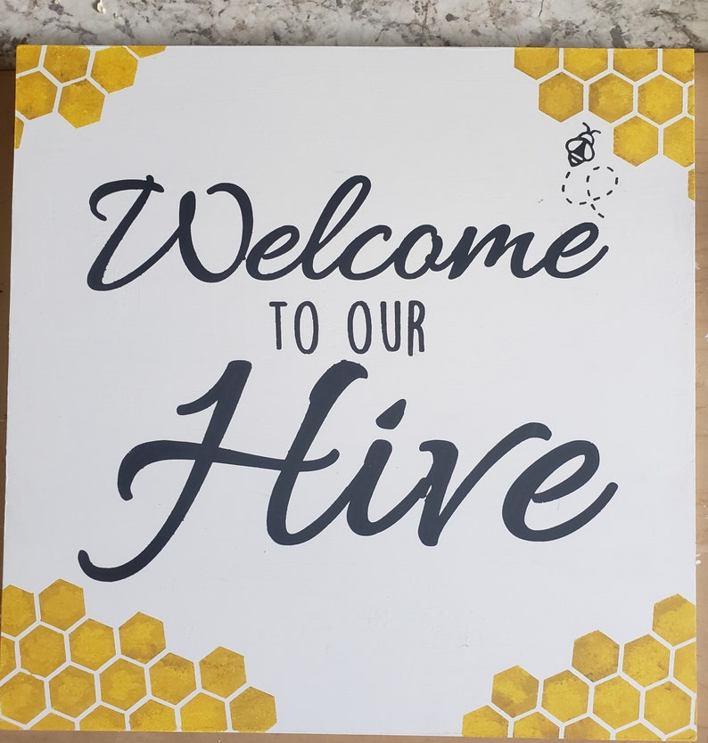 Welcome to Our Hive Sign wood sign bee decor bumble bee | Etsy