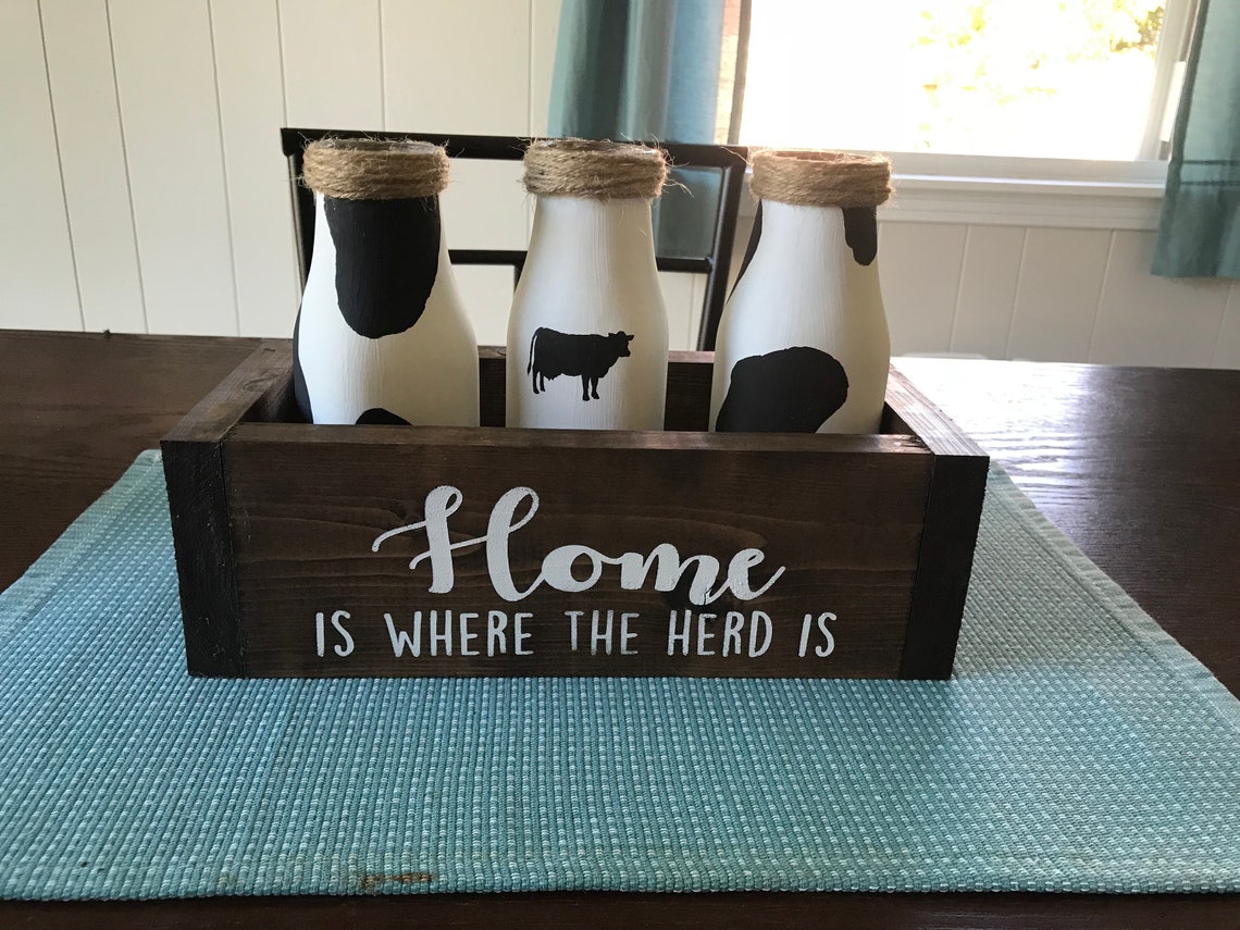 Cow Centerpiece, Milk Bottle Centerpiece, Wood Box Glass Jar ...
