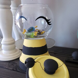Bee Honeybee Bumblebee Candy Dish Terra Cotta Pot Glass Gumball Machine ...