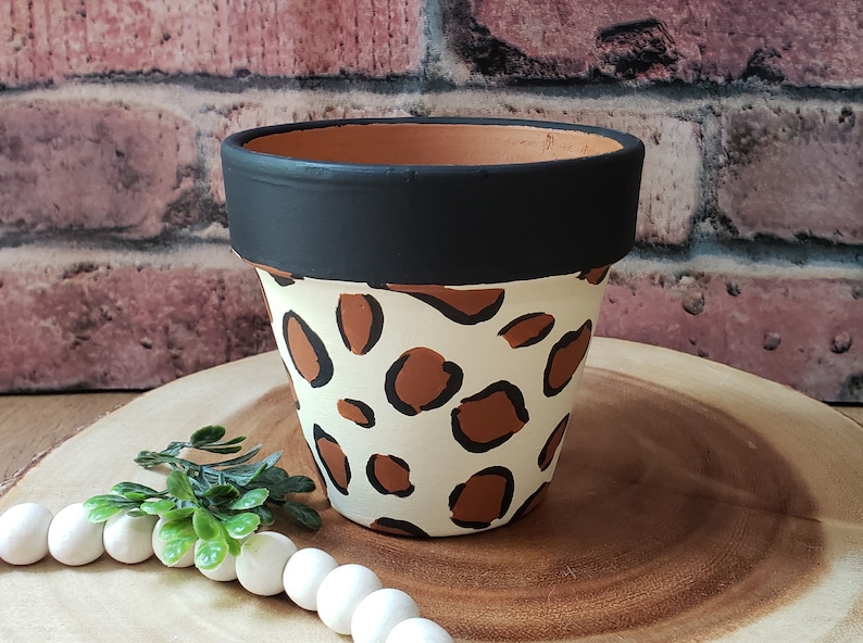 Leopard Print Terra Cotta Pot; Flower Pot and Saucer; Leopard Print ...