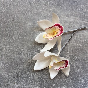 Orchid Hair Pin White Orchid Flowers Booby Pins Beach Wedding Hair ...