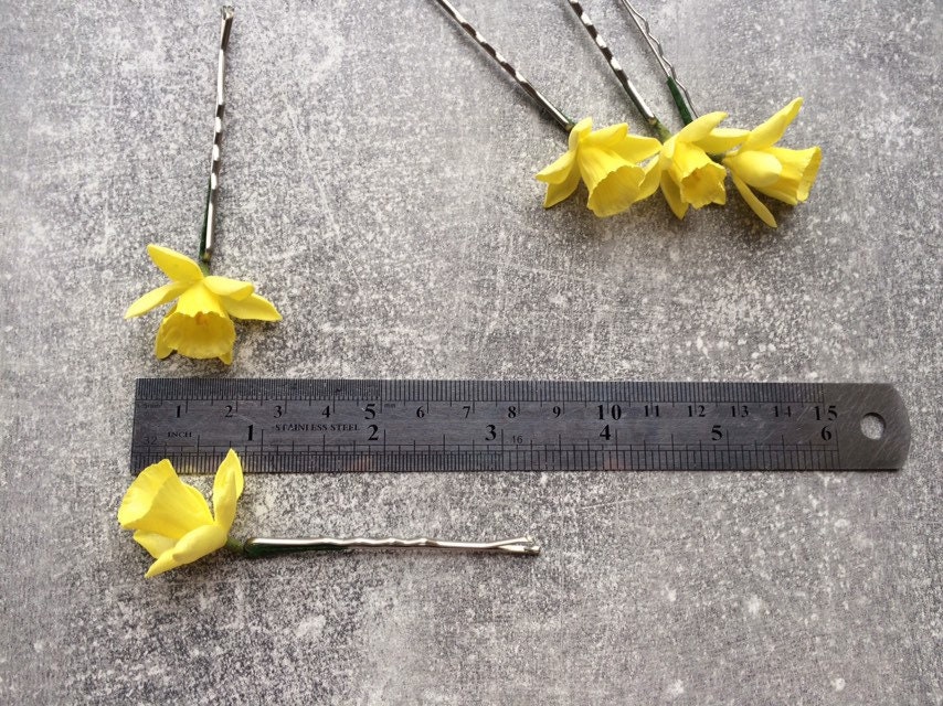 Daffodil Hair Pins Yellow Flower Hair Piece - Etsy