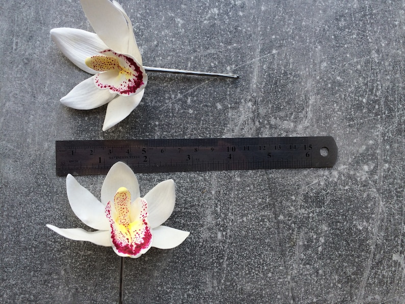 Orchid Hair Pin White Orchid Flowers Booby Pins Beach Wedding Hair ...