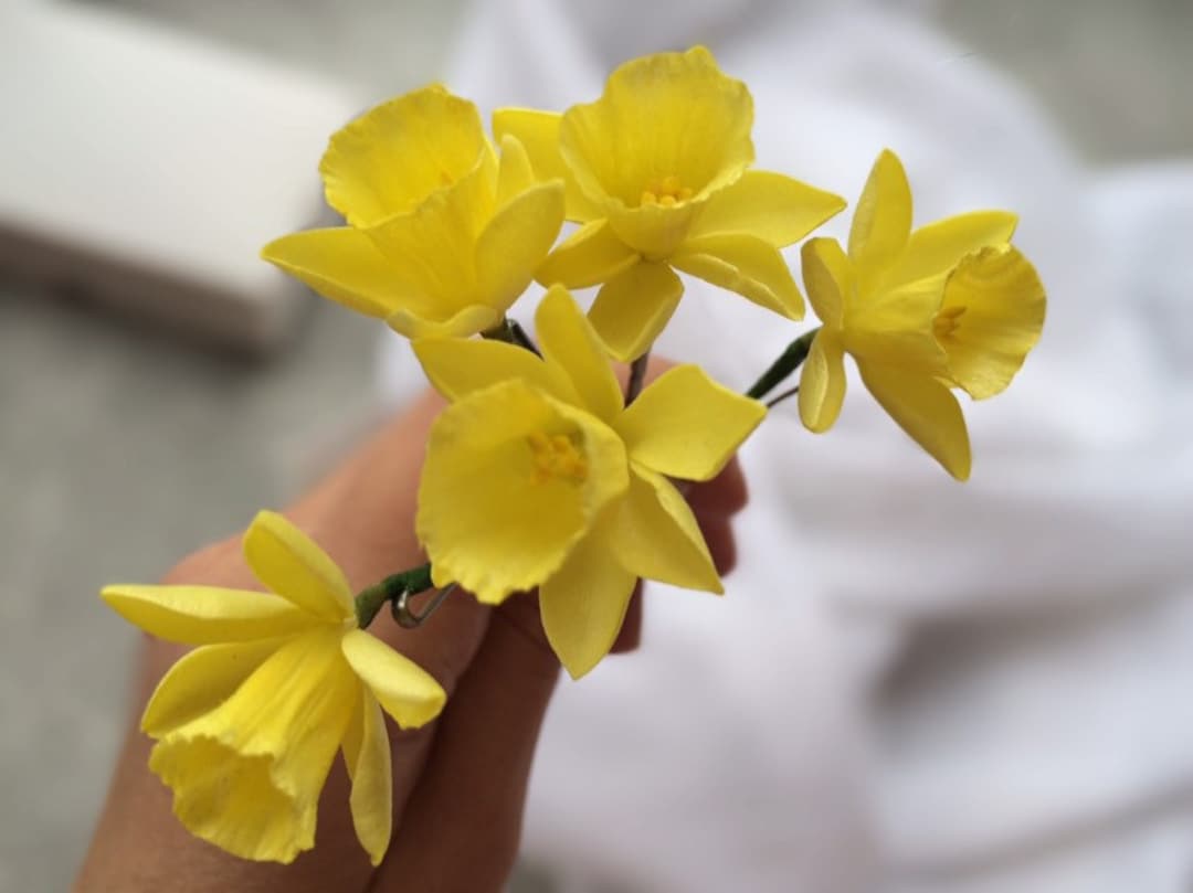 Daffodil Hair Pins Yellow Flower Hair Piece - Etsy